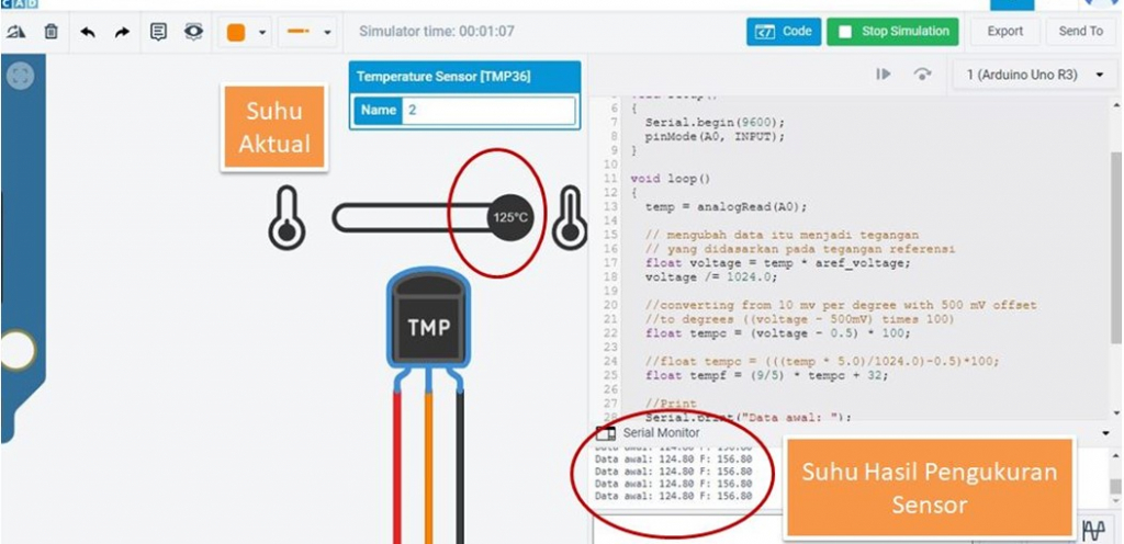 Simulasi Sensor Suhu TMP36 untuk Mengukur Suhu menggunakan Arduino di ...